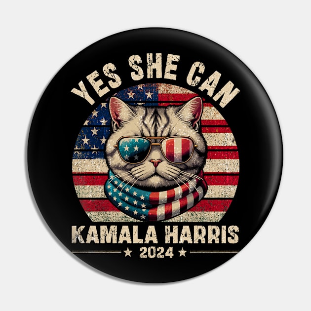 Kamala Harris 2024 Yes She Can - Yes She Can - Pin | TeePublic
