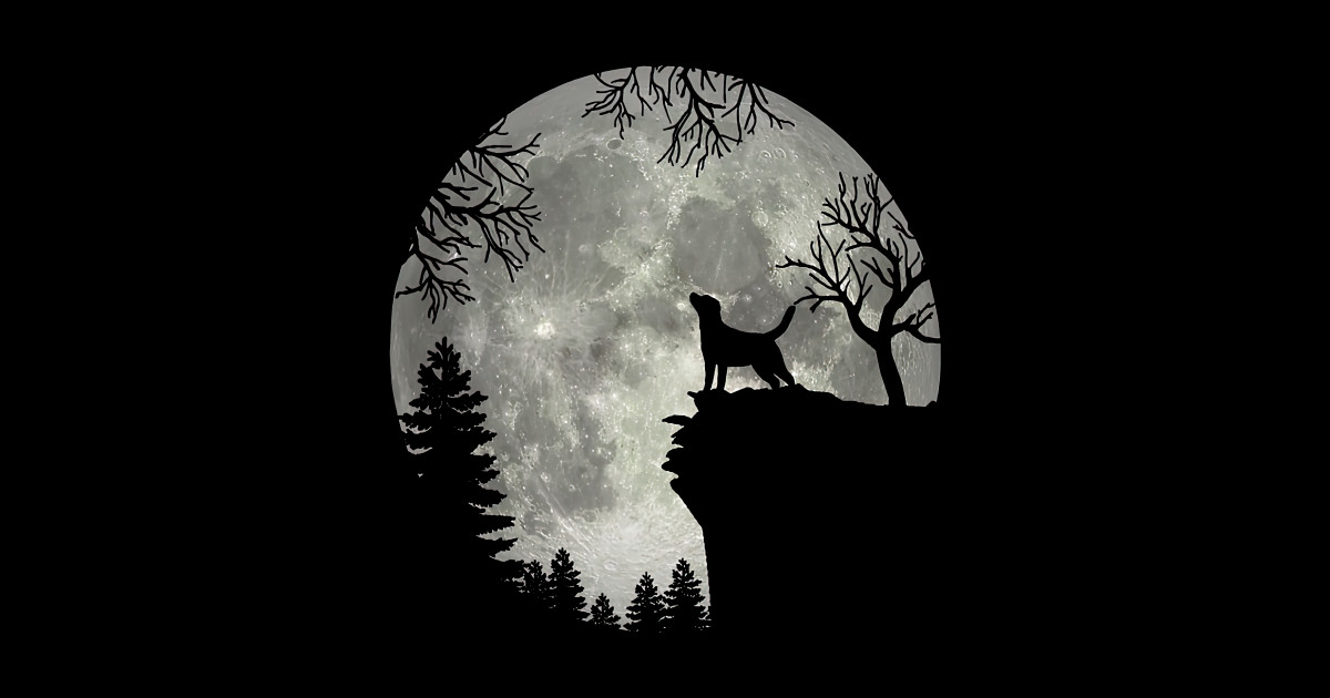 Labrador Retriever Dog And Moon Scary Halloween - Labrador Retriever ...