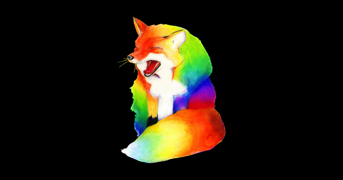 Tired Rainbow Fox - Rainbow Yawn - Sticker | TeePublic