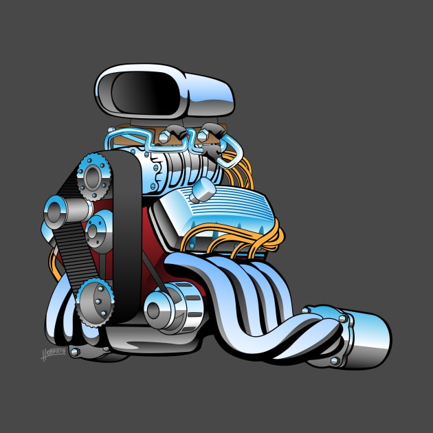 Hot rod race car engine cartoon - Engine - T-Shirt | TeePublic