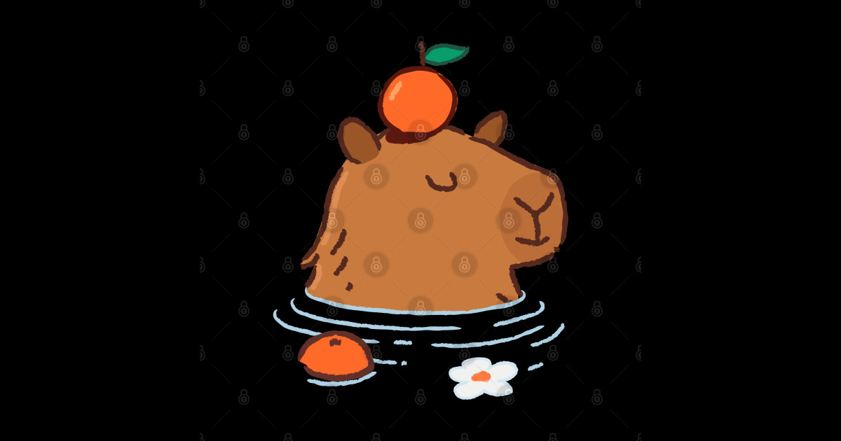 capybara yuzu bath - Capybara Gift - Sticker | TeePublic
