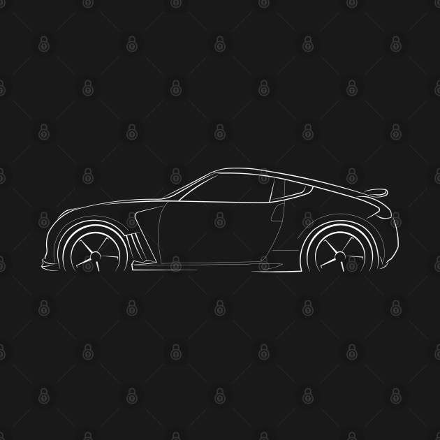 front/profile Nissan 370Z - stencil, white - 370z - T-Shirt | TeePublic