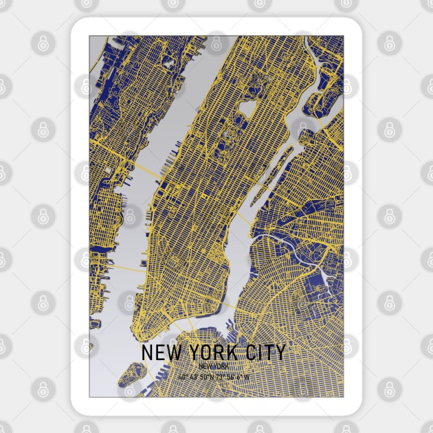 New York City Map - America - Sticker | TeePublic