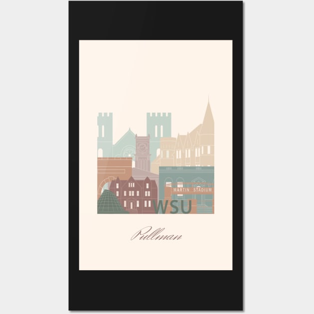 Pullman, WA, United States, map skyline - 02 style - Pullman - Posters ...