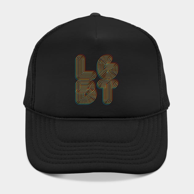 LGBT 70s Retro Style 3D Rainbow Outline Design - Lgbt - Hat | TeePublic