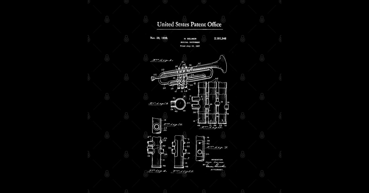 Trumpet Patent White - Trumpet - Phone Case | TeePublic