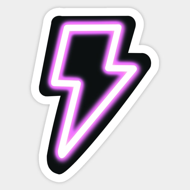 Neon Pink Lightning Bolt - Pink - Sticker | TeePublic