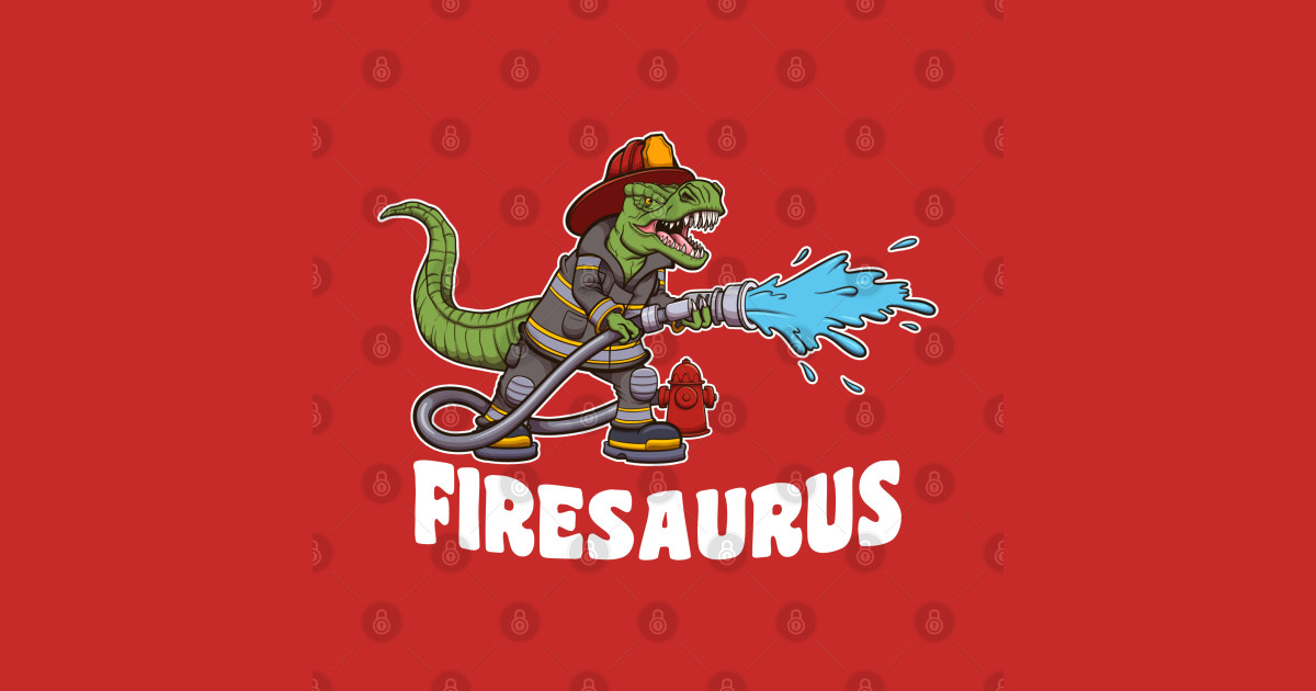 Firesaurus Dinosaur Firefighter Cartoon - Firesaurus - T-Shirt | TeePublic