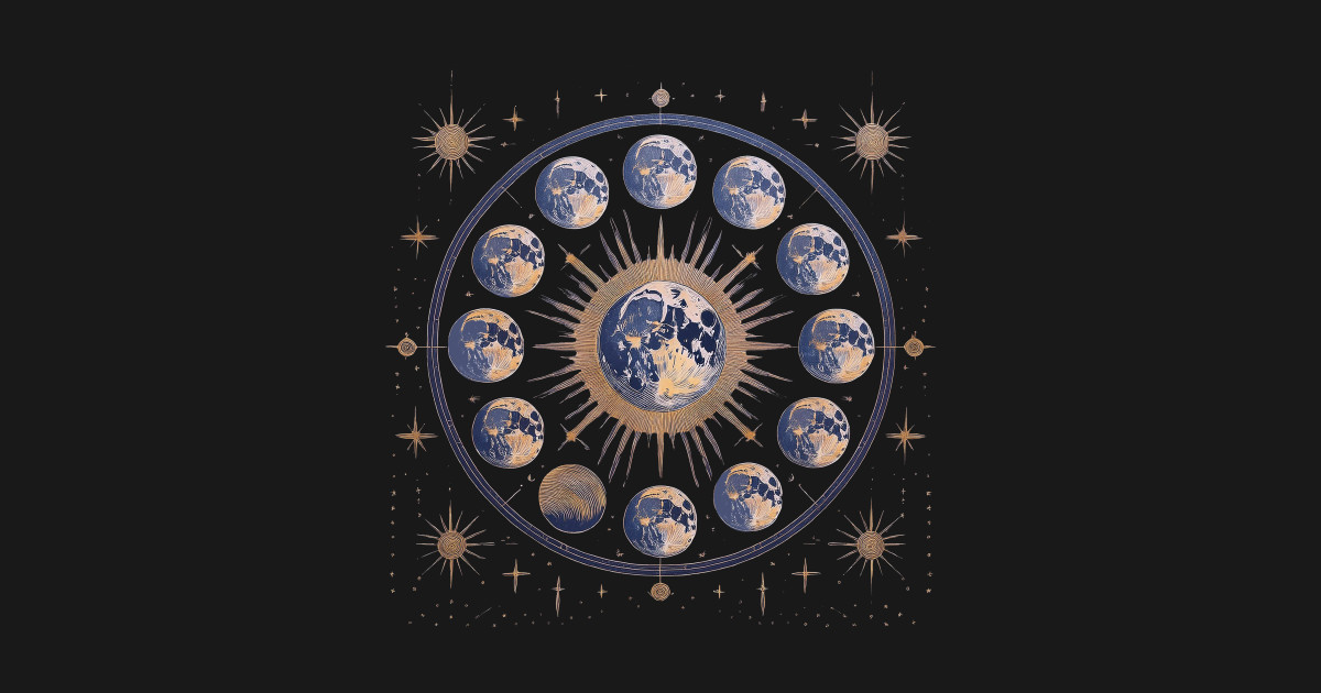 Lunar Wisdom: Embrace Life's Cycles - Celestial Art - T-Shirt | TeePublic