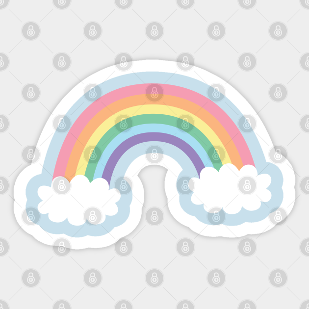 Pastel Rainbow Clouds Kawaii Cute - Rainbow - Sticker | TeePublic
