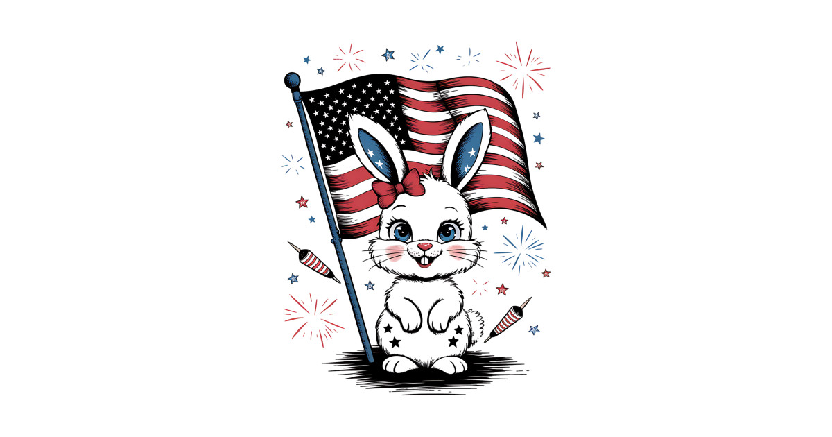 4th Of July Patriotic Bunny USA American Flag Rabbit Funny - 4th Of ...