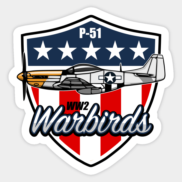 P-51 Mustang WW2 Warbirds - Ww2 Usaaf P51 Mustang - Sticker | TeePublic