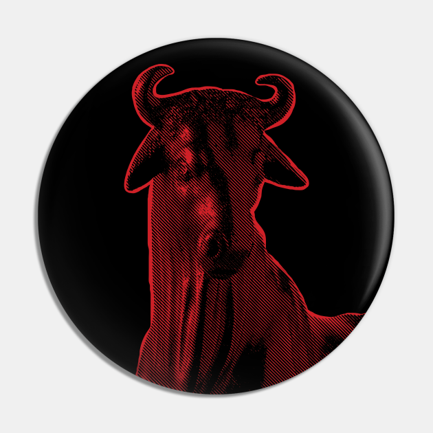 Red Standing Bull Diagonal Lines Facing Forward - Red Bull - Pin ...