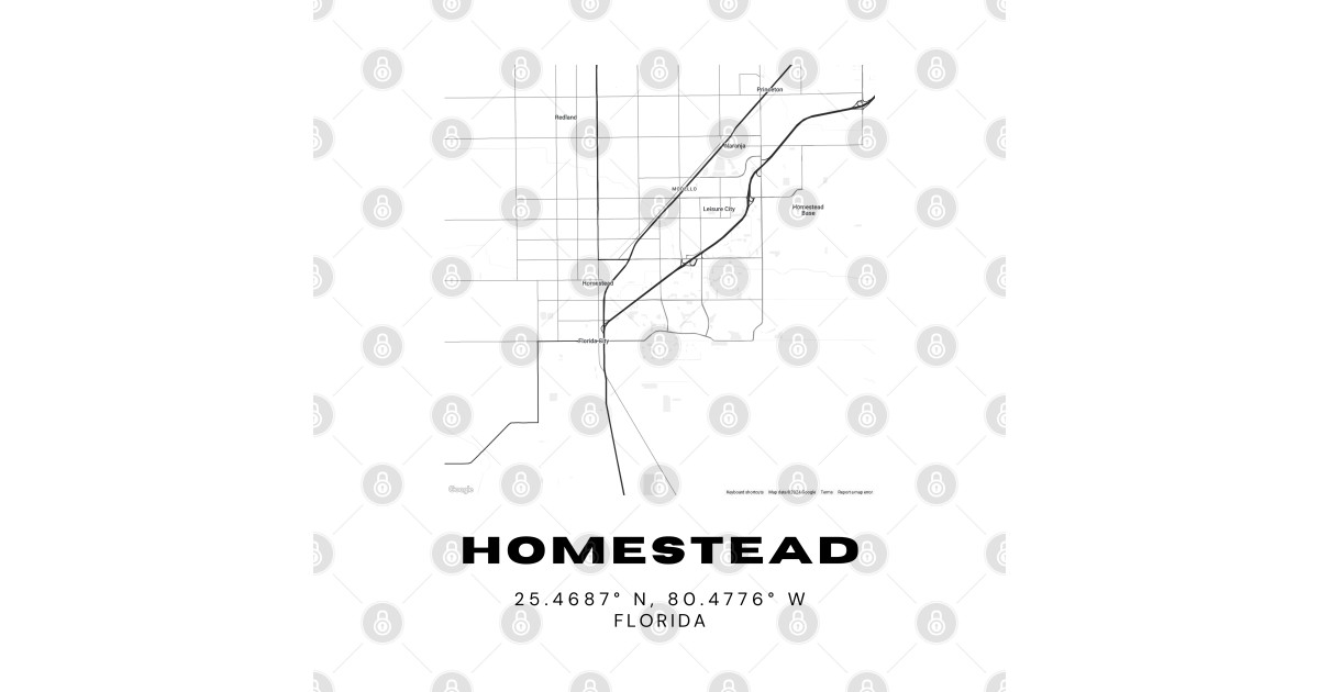 Minimalist Homestead Map Art - Florida City Coordinates Design ...