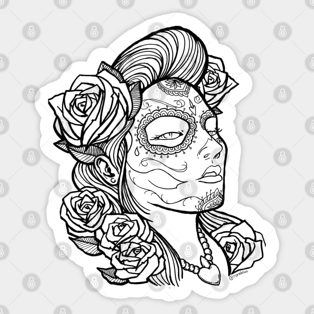 Catrina Roses Pinup Girl - Girl - Sticker | TeePublic