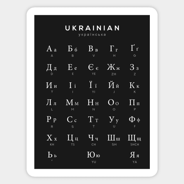 Ukrainian Alphabet Chart, Ukraine Cyrillic Language Chart, Black ...