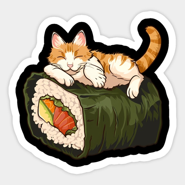 Sushi Cat Japanese Kawaii Anime Neko ga - Cat Lover - Sticker | TeePublic