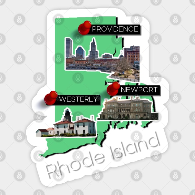 Rhode Island Map - Rhode Island - Sticker | TeePublic