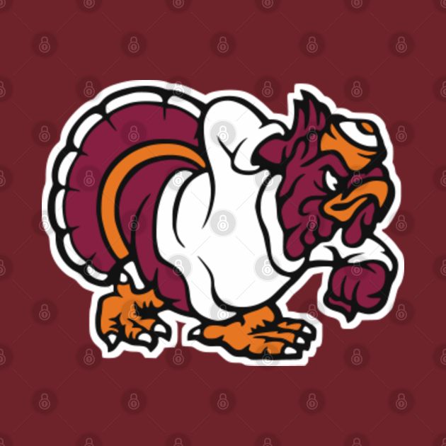 Vintage Style Turkey / Hokie Bird Mascot - Virginia Tech Hokies - T ...