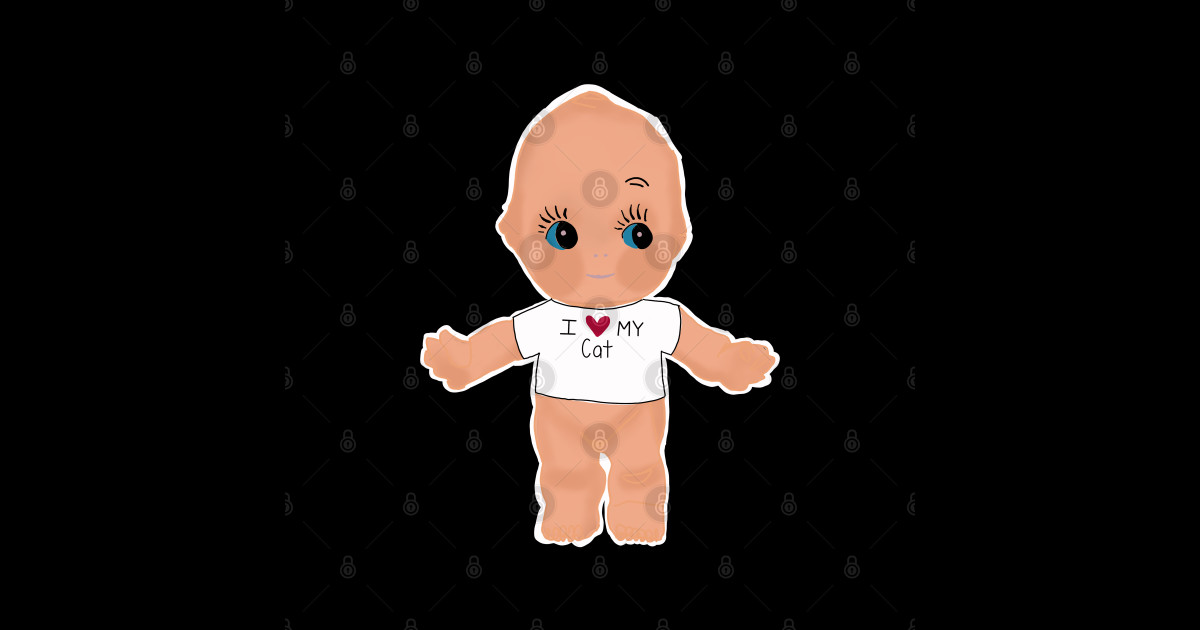 I heart my cat kewpie baby - Kewpie - Sticker | TeePublic