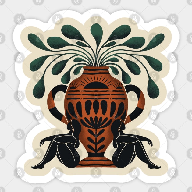 Mythical Ladies and the Urn - Mythology - Sticker | TeePublic