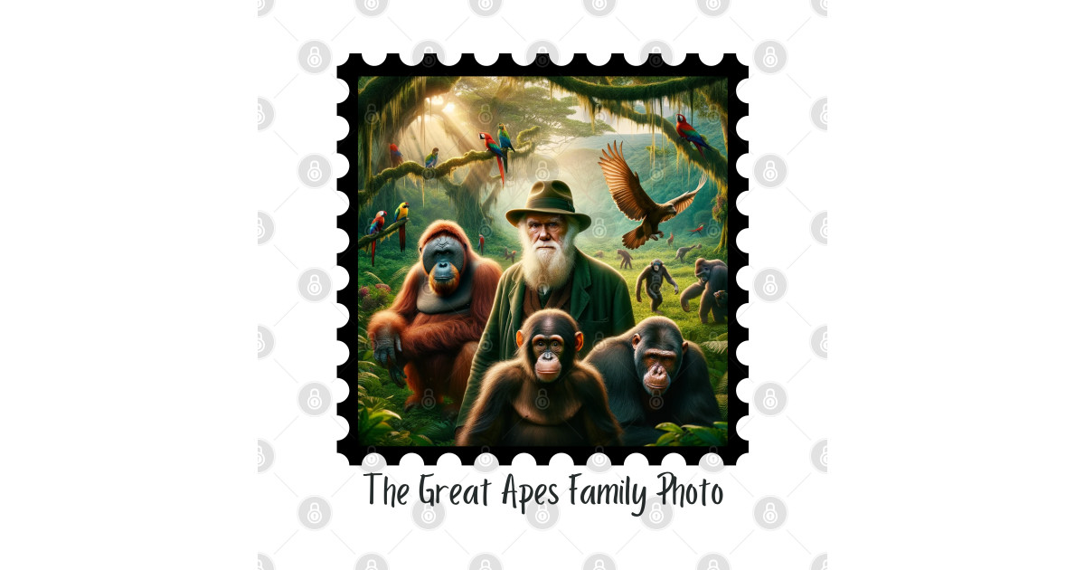 The Great Apes Family Photo II - Darwin - T-Shirt | TeePublic
