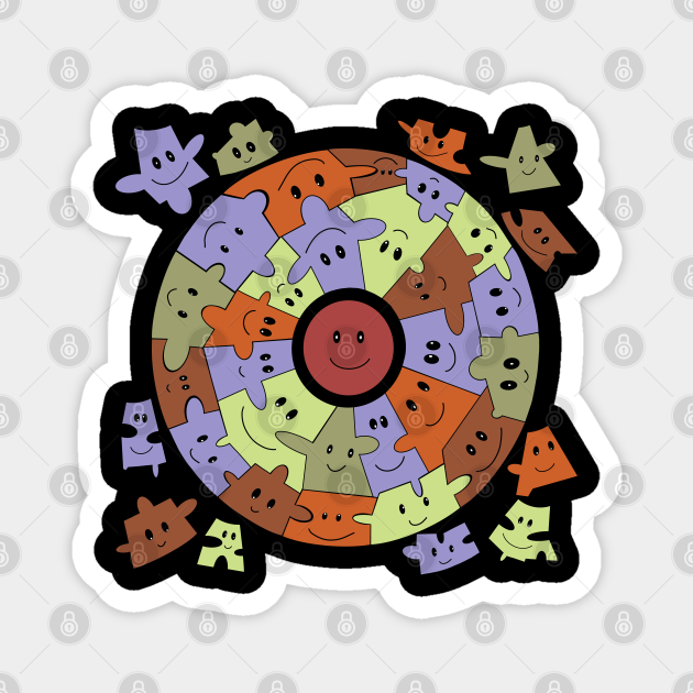 Circle Smiley Face Puzzle Pieces - Puzzle Pieces - Magnet | TeePublic