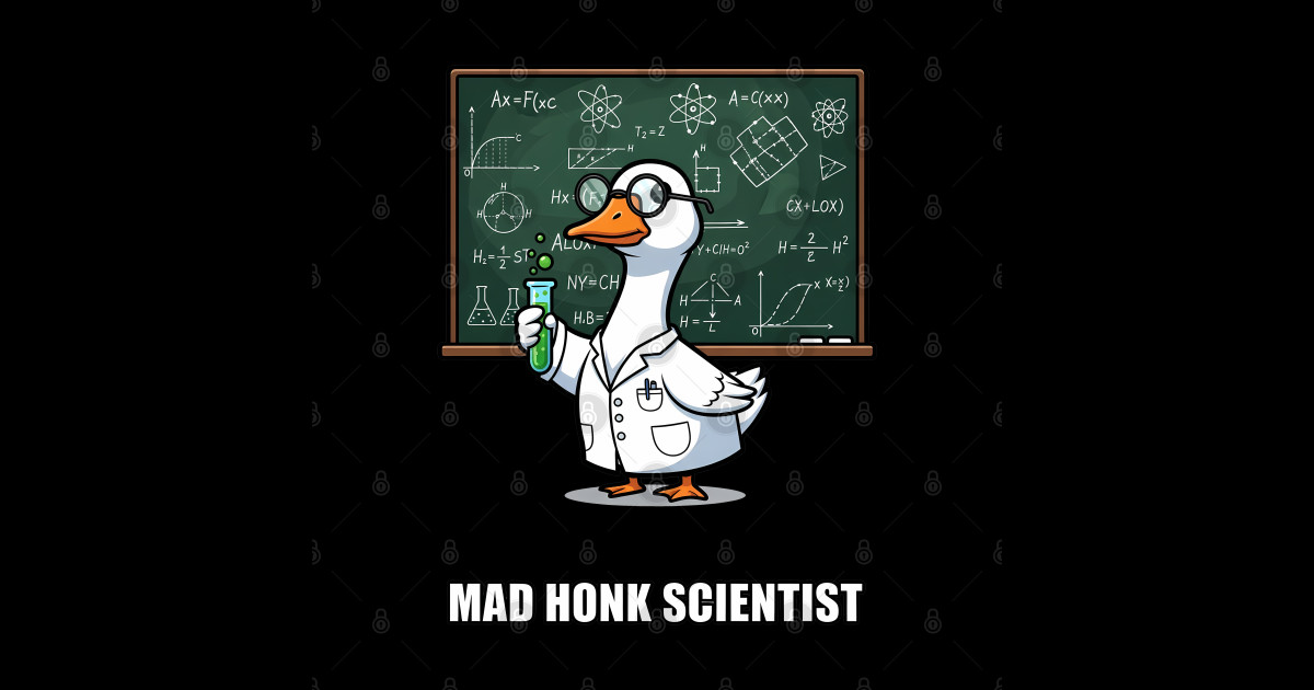 Mad Honk Scientist Funny Duck Lab - Scientist Duck - Sticker | TeePublic