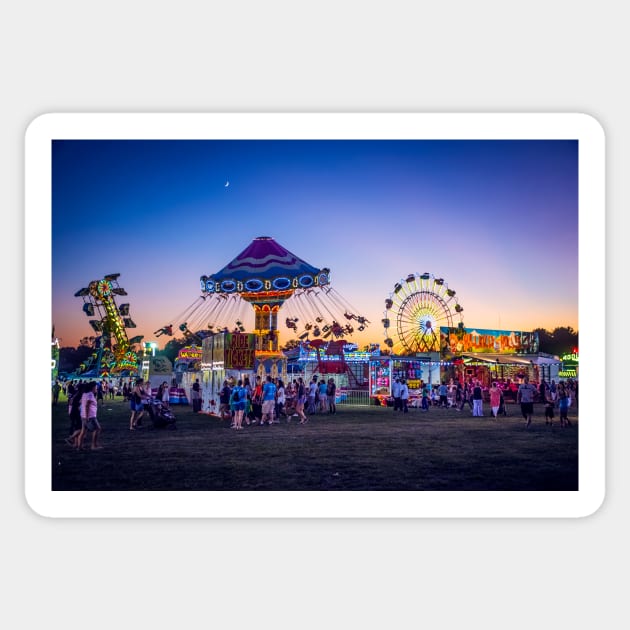 Amusement Park Rides at Night - Amusement Park Rides At Night - Sticker ...