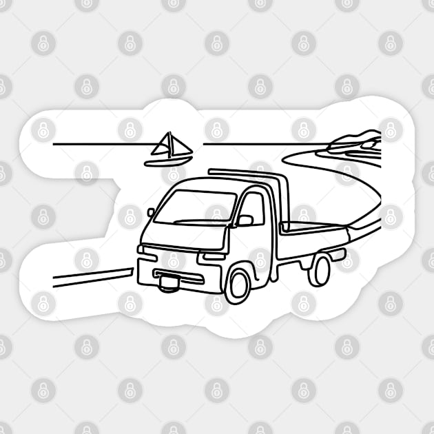 Kei Truck Line Art - Kei Truck - Sticker | TeePublic
