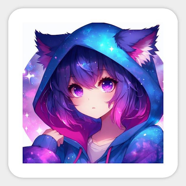 Galaxy Anime Girl - Anime Girls - Sticker | TeePublic