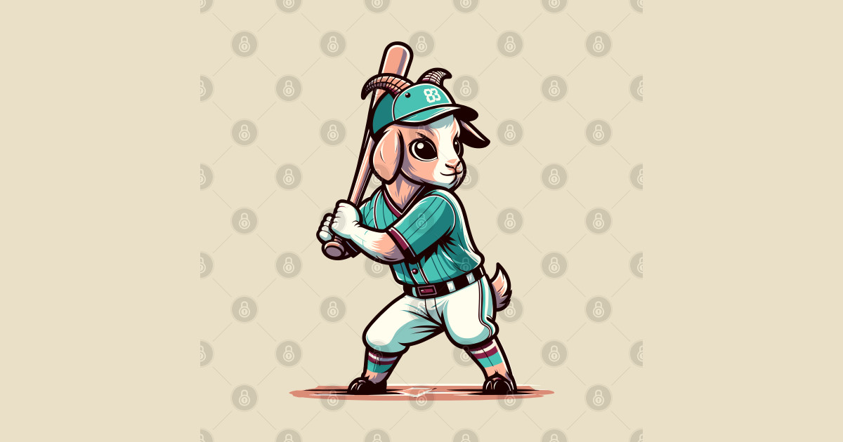 Vintage goat batter - Retro 1990s Cartoon Style Baseball Art - Goat ...