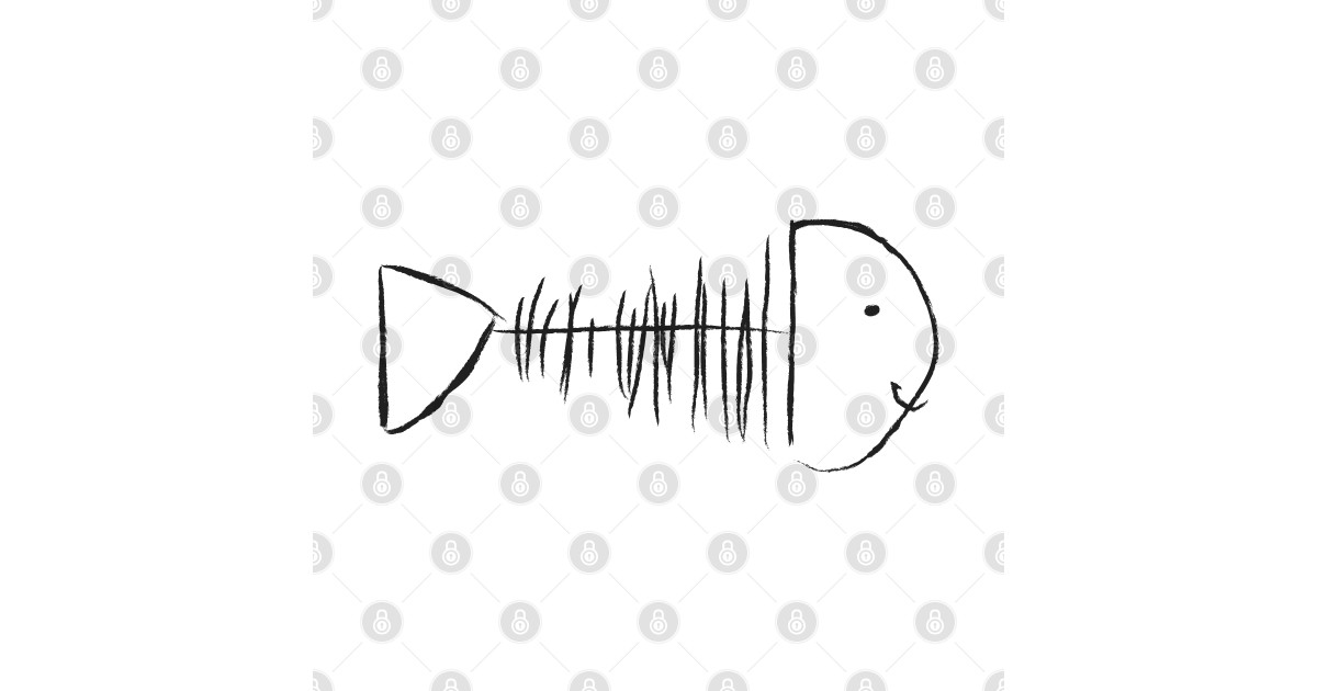 Happy fishbone drawing - Fish - T-Shirt | TeePublic
