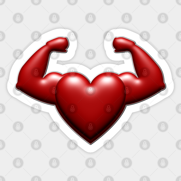 flexing heart - Flexing Heart - Sticker | TeePublic