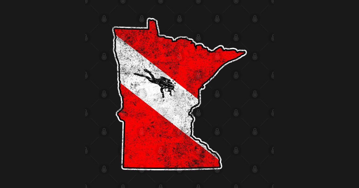 Minnesota Dive Flag Scuba Diving State Map Dive Flag Distressed - Dive ...