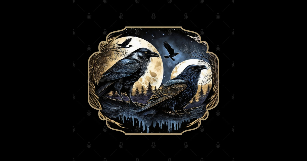 Huginn and Muninn Norse Ravens - Huginn And Muninn - Sticker | TeePublic