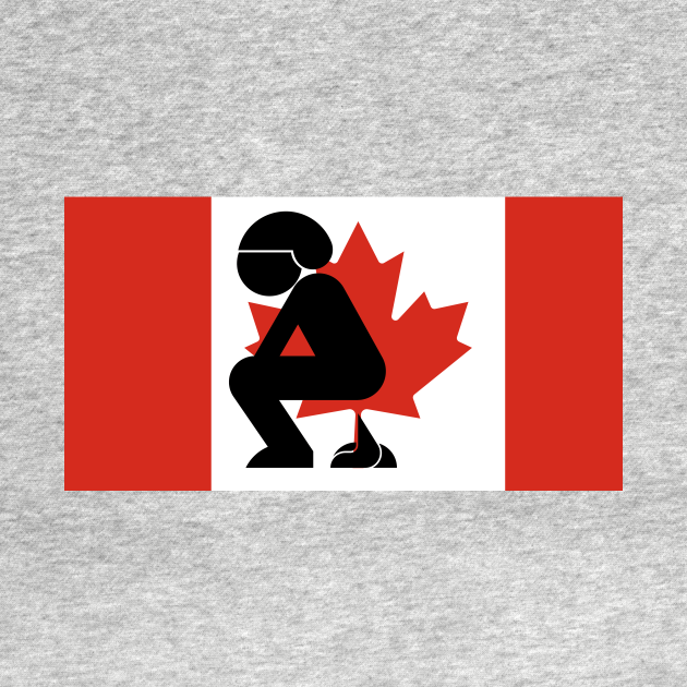Pooping On The Canadian Flag - Anti Canada - T-Shirt | TeePublic