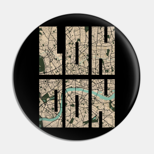 Old Map Of London England Pins and Buttons for Sale | TeePublic