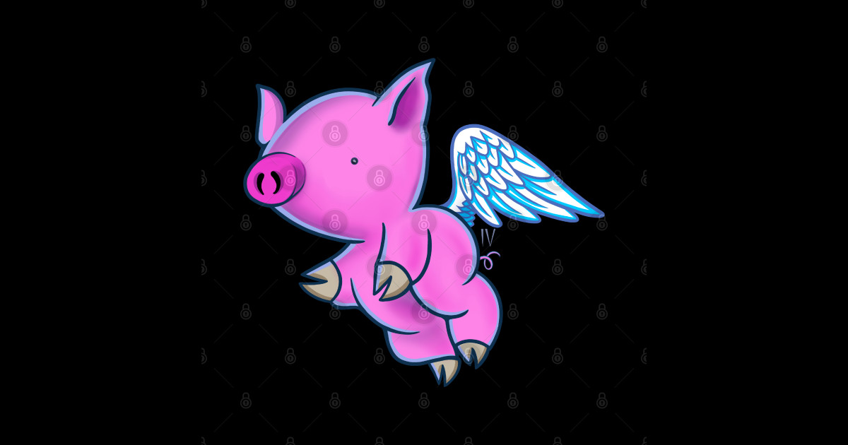Cute Funny Flying Pig - Funny Pig - Sticker | TeePublic
