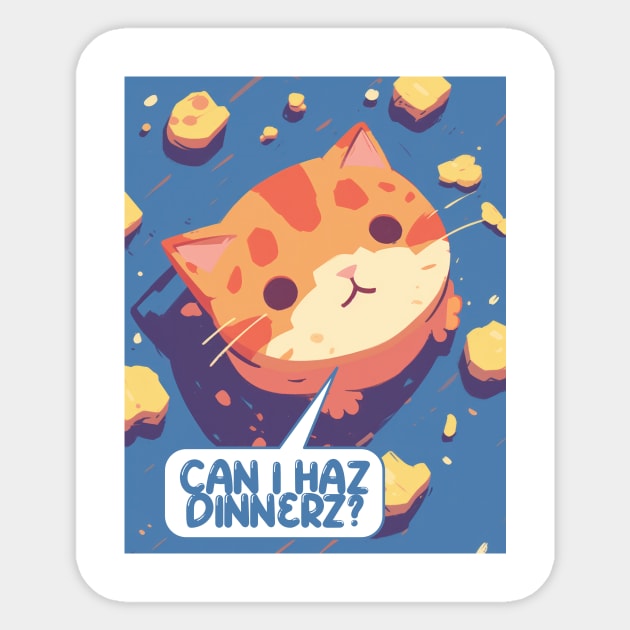 Cute Cat Dinner Design - Cute Cat - Sticker | TeePublic