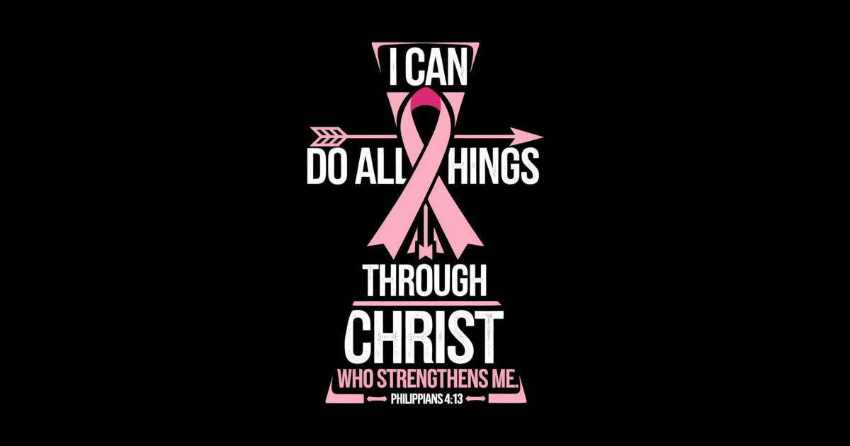 Pink Christian Breast Cancer Cross Religious Bible Verse Through Christ ...