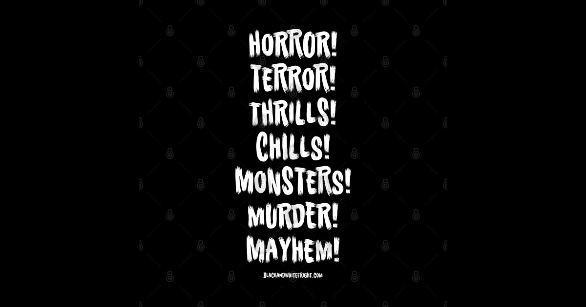 Black & White Fright Scariest Words - Horror - Posters and Art Prints ...