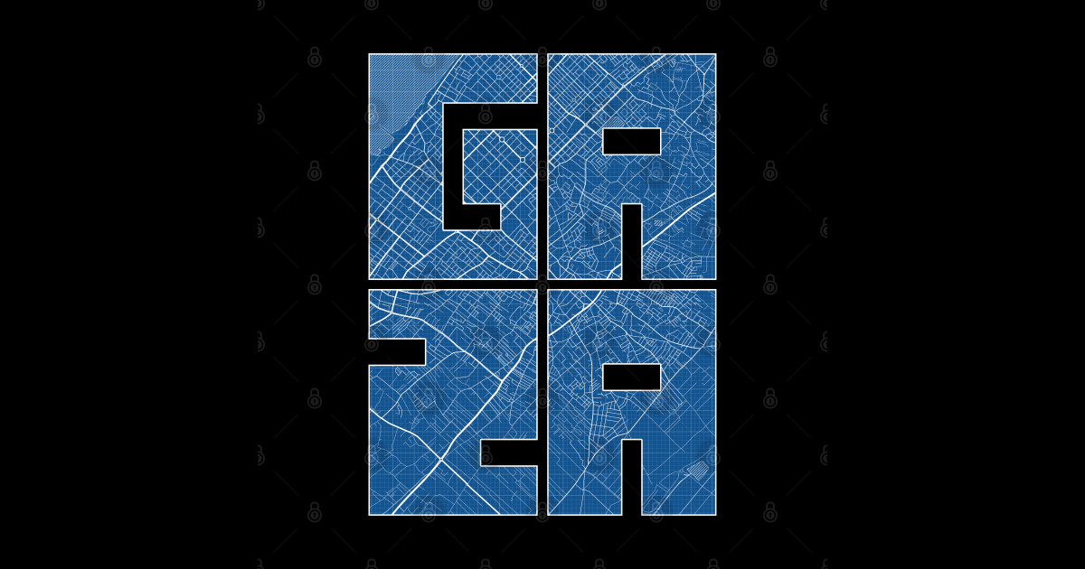 Gaza, Palestine City Map Typography - Blueprint - Gaza - Magnet | TeePublic
