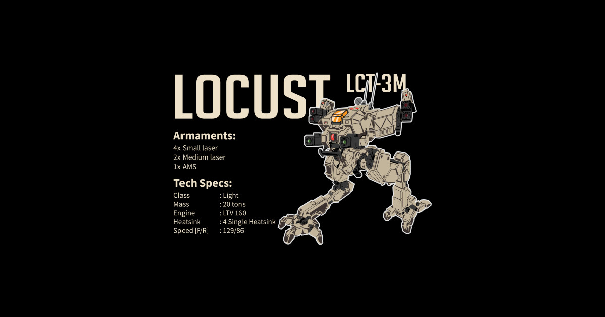 Mechwarrior Locust LCT-3M - Mechwarrior - Sticker | TeePublic