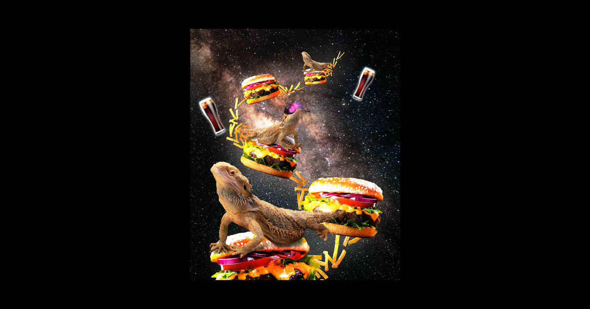 Galaxy Bearded Dragon On Burger - Space Cheeseburger Lizard - Galaxy ...