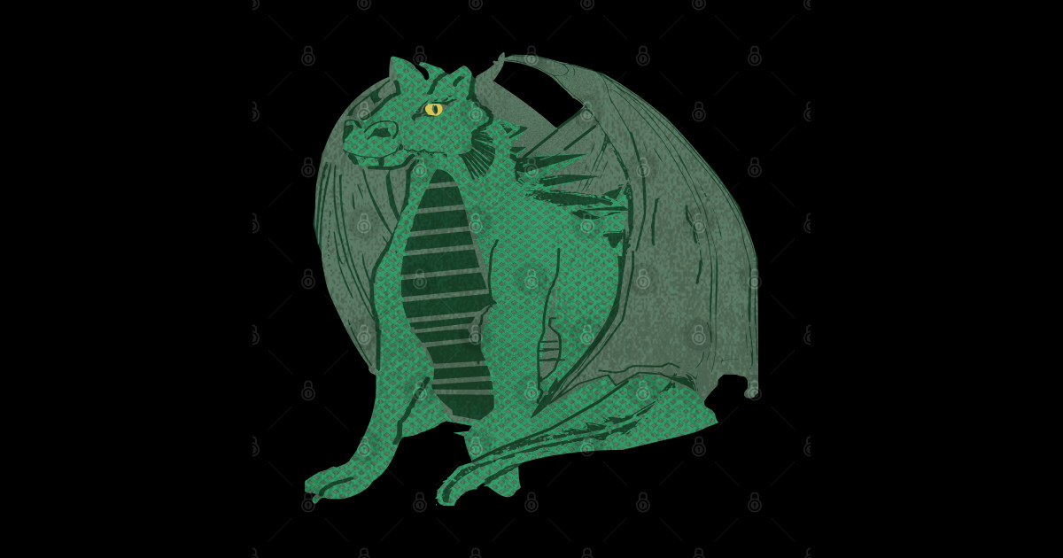 Hand-drawn sitting Wood Dragon - The Defiant - Hand Drawn Wood Dragon ...