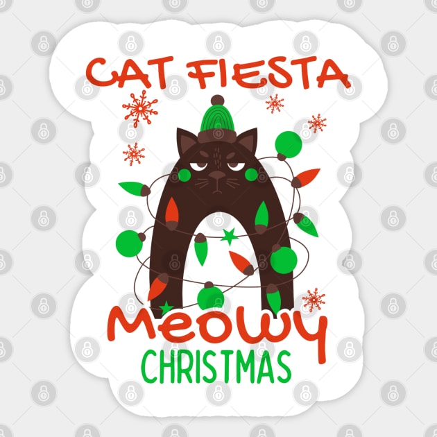 Cat fiesta meowy Christmas - Cat Lover - Sticker | TeePublic