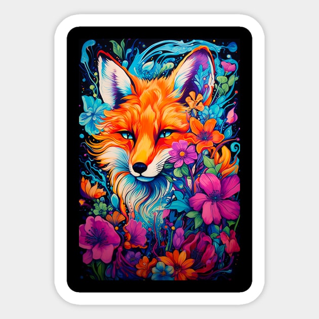 Psychedelic Fox Trippy - Fox - Sticker | TeePublic