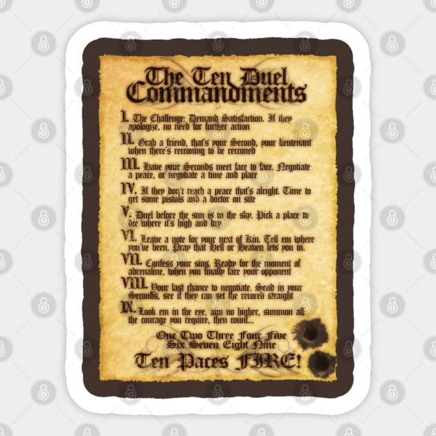 The 10 Duel Commandments - Hamilton - Sticker | TeePublic