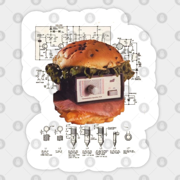 Radio burger retro - Retro Burger - Sticker | TeePublic